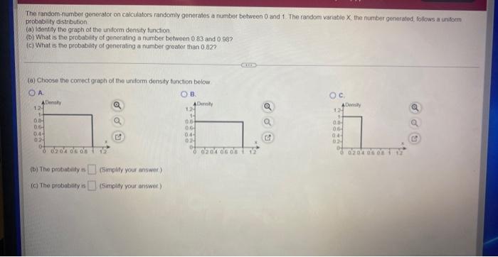 Solved The random-number generator on calculators randomly | Chegg.com