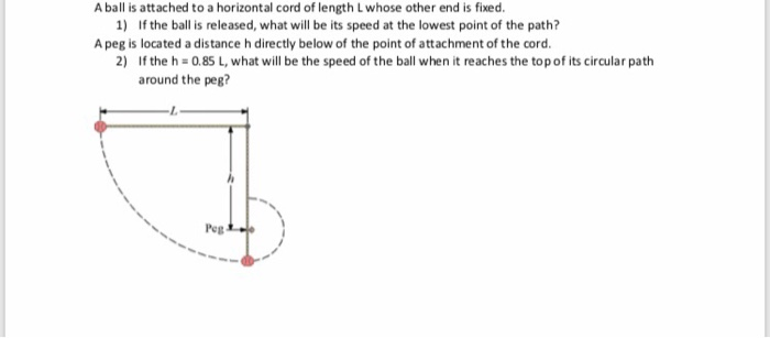 Solved A ball is attached to a horizontal cord of length L | Chegg.com