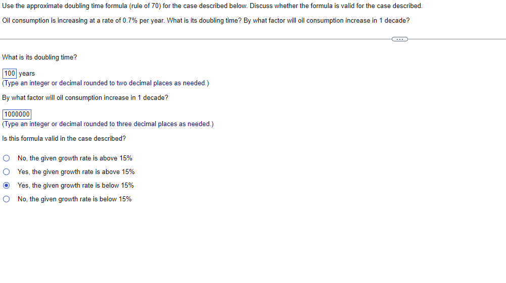 Solved Use the approximate doubling time formula (rule of | Chegg.com