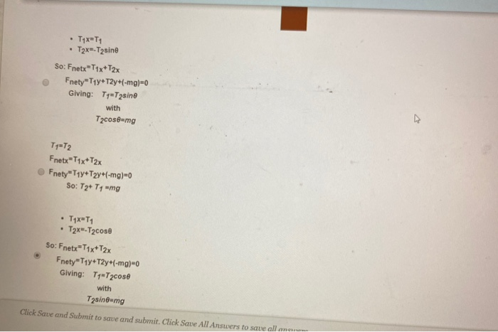 Solved QUESTION 10 Calculate the tensions (T1 and T2) in the | Chegg.com