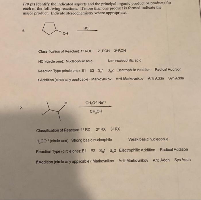 Solved (20 pt) Identify the indicated aspects and the | Chegg.com