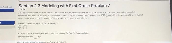 Solved Section 2 3 Modeling With First Order Problem 7 1