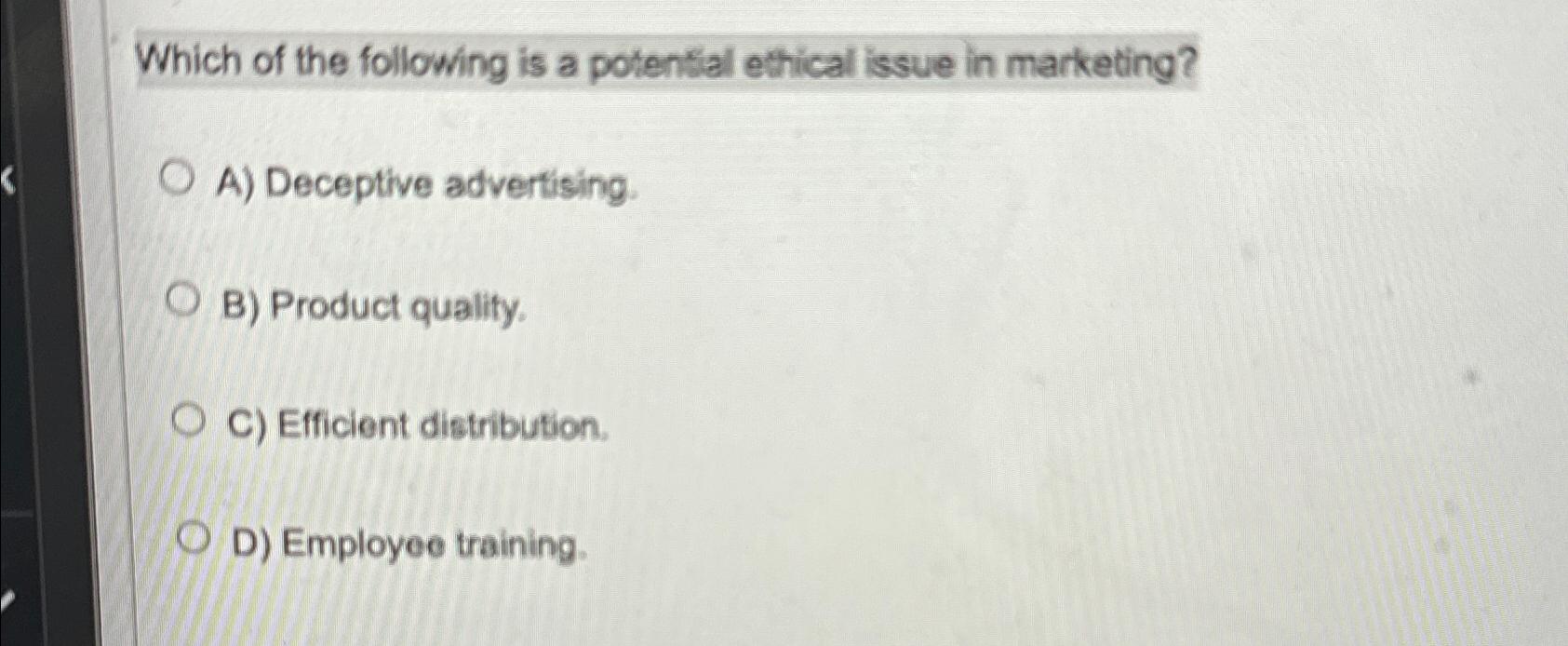 Solved Which of the following is a potential ethical issue | Chegg.com