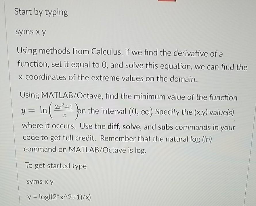 Solved Need Matlab code. got stuck on how to use the Diff, | Chegg.com
