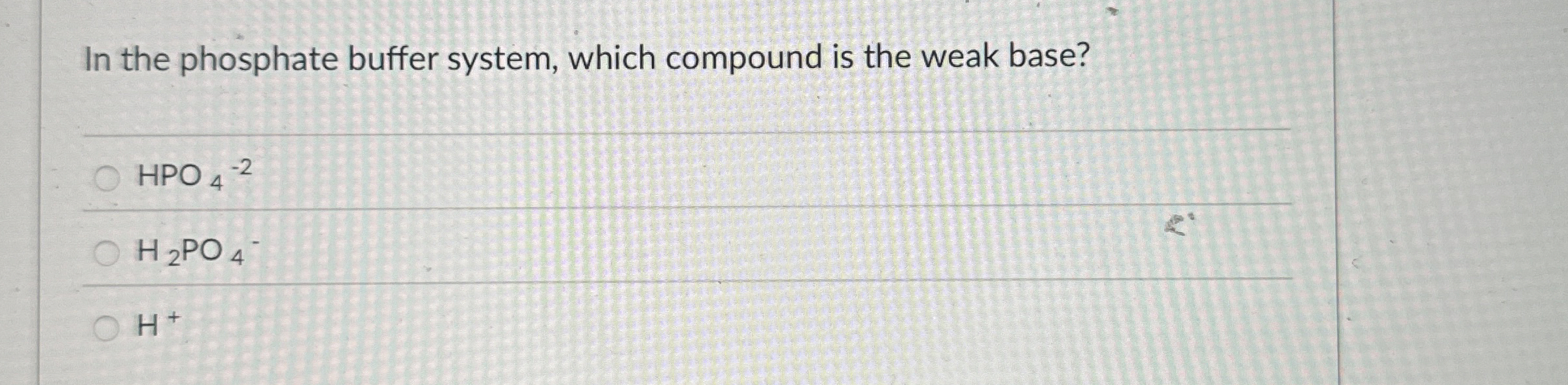 Solved In the phosphate buffer system, which compound is the | Chegg.com