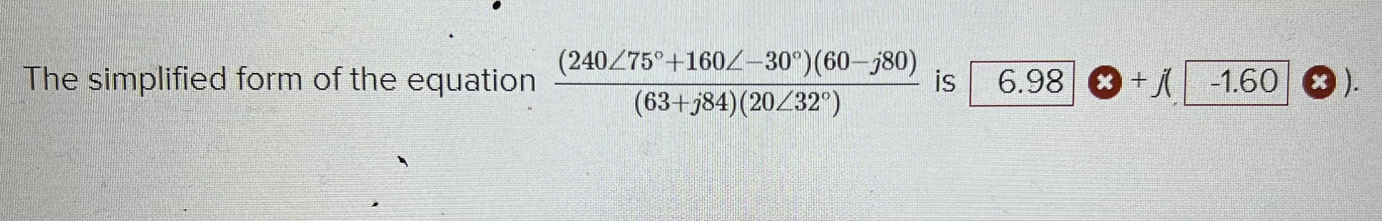 The simplified form of the equation | Chegg.com