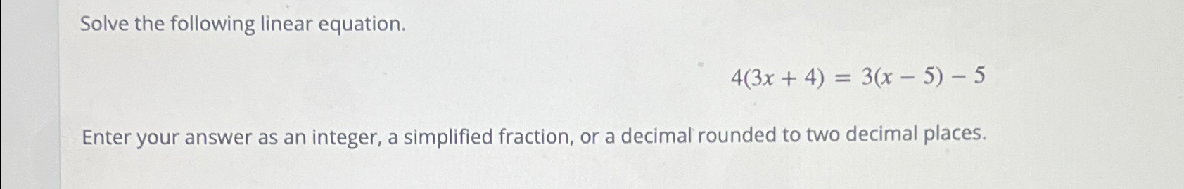 Solved Solve the following linear | Chegg.com