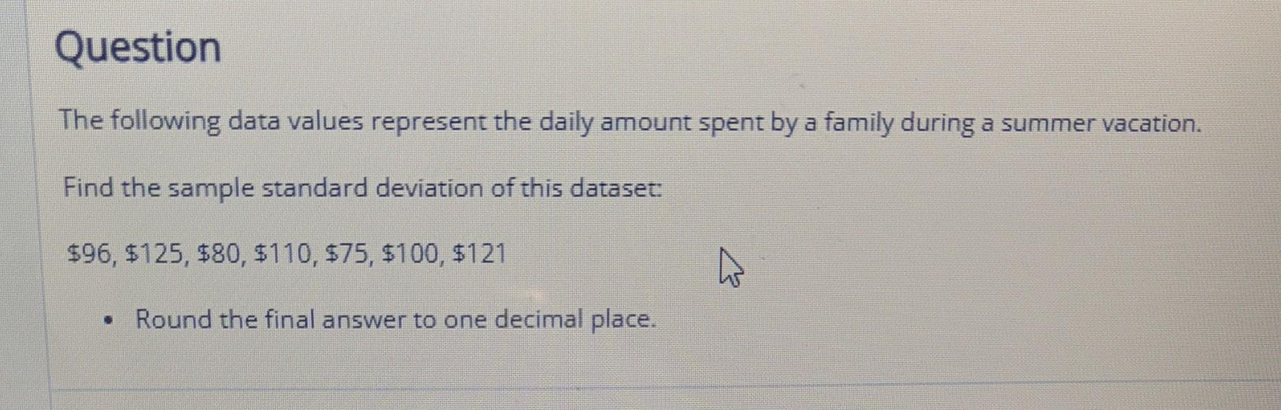 Solved The Following Data Values Represent The Daily Amount Chegg Solved The Following Data Values Represent The Daily Amount Chegg