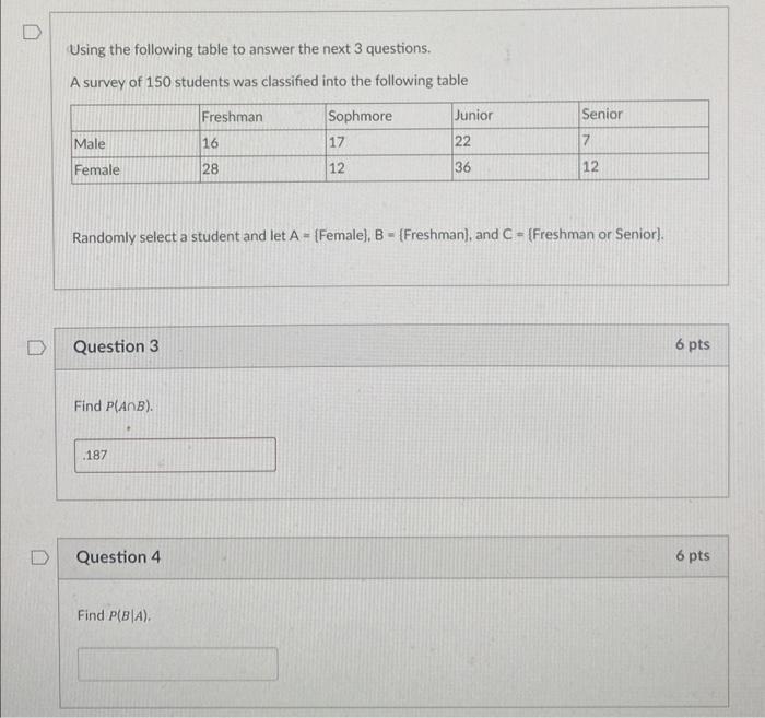 Solved Using the following table to answer the next 3 | Chegg.com