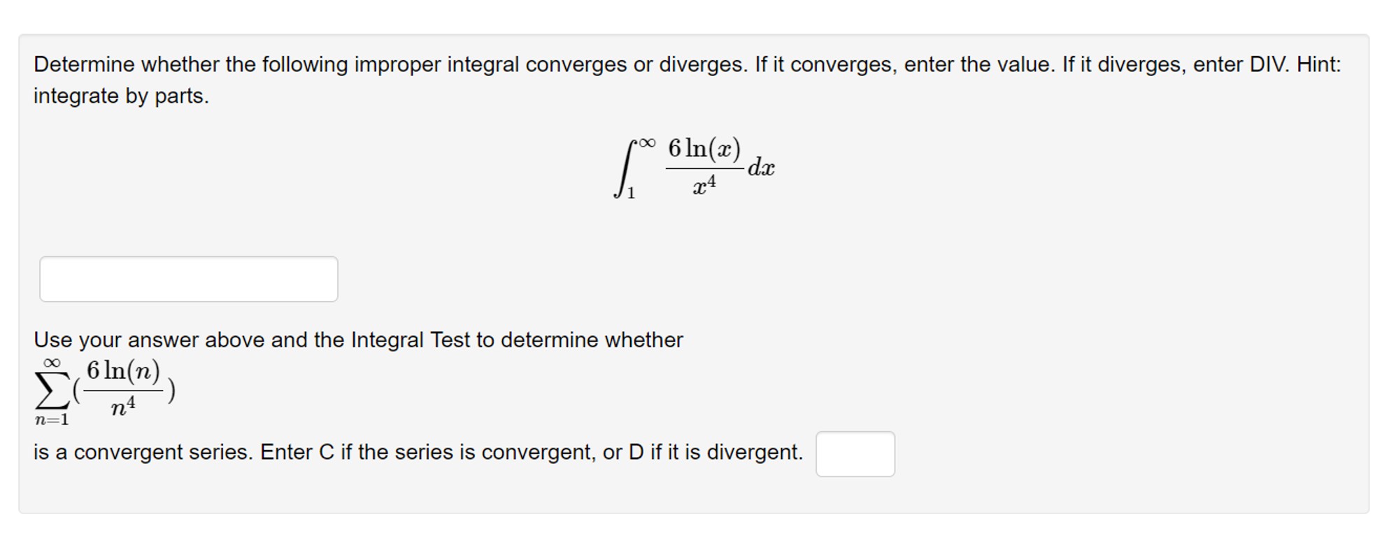 Solved Determine whether the following improper integral | Chegg.com