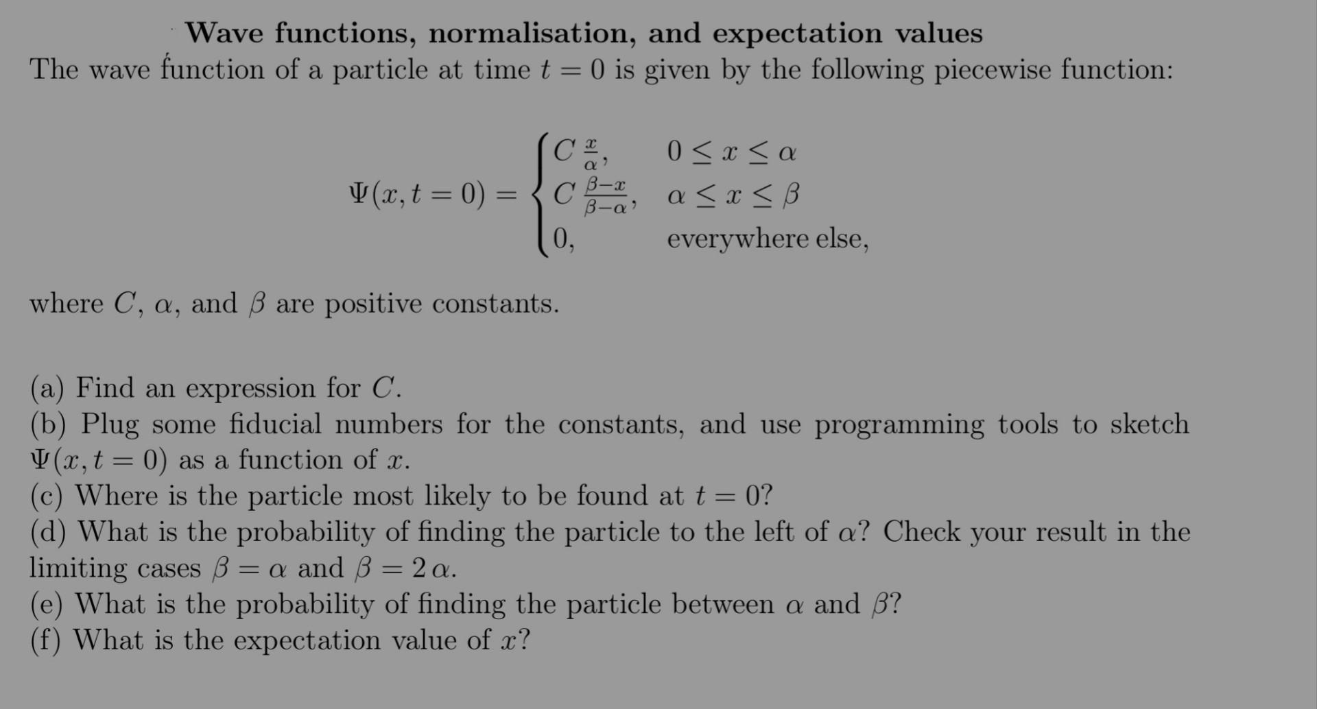 Solved Wave Functions Normalisation And Expectation Values