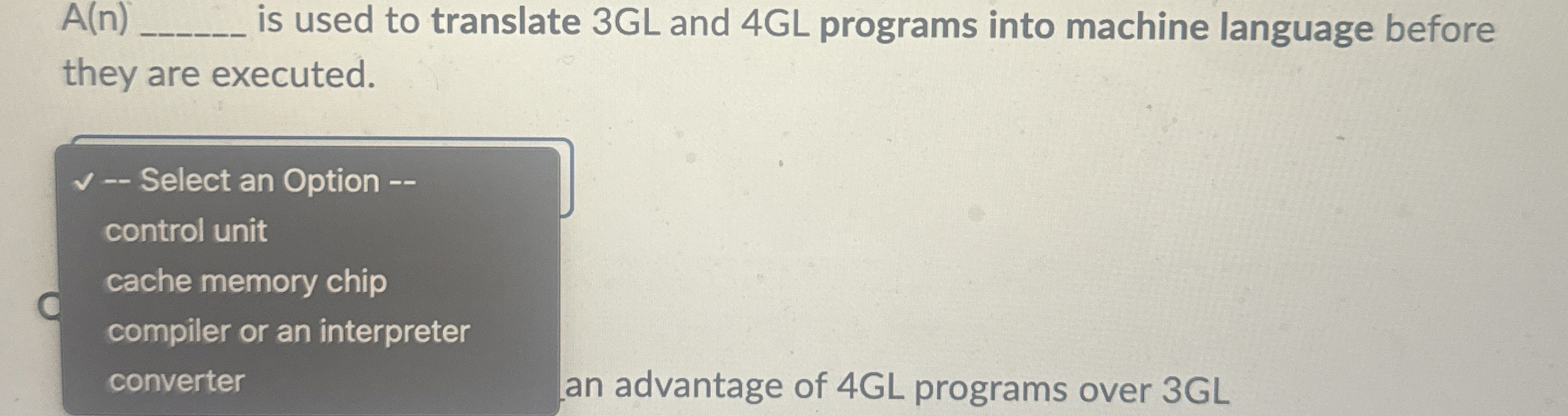 Solved A(n)is used to translate 3 ﻿GL and 4 ﻿GL programs | Chegg.com
