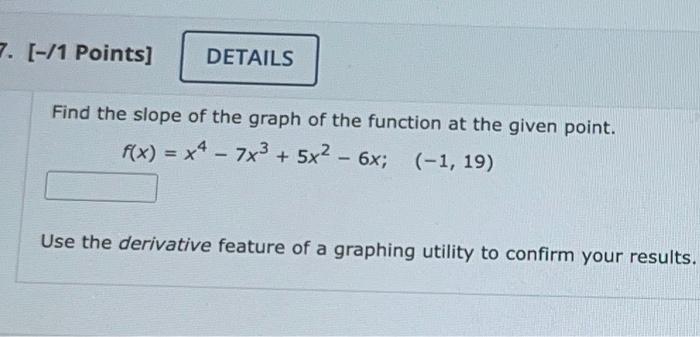 Solved 7. [-/1 Points] Find the slope of the graph of the | Chegg.com