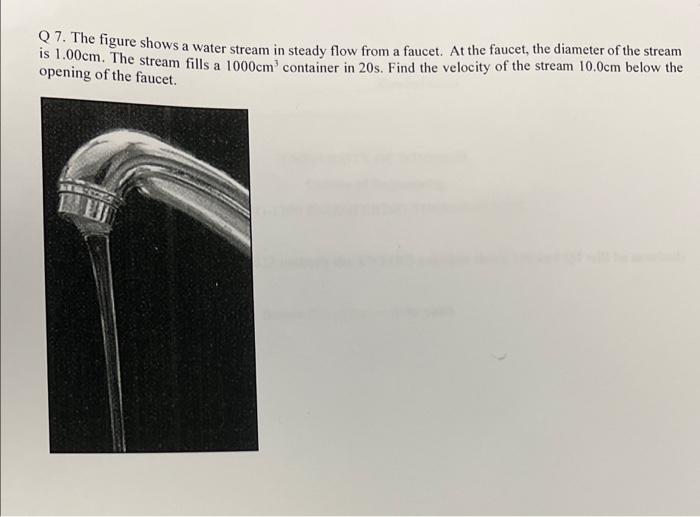Solved Q7. The figure shows a water stream in steady flow | Chegg.com