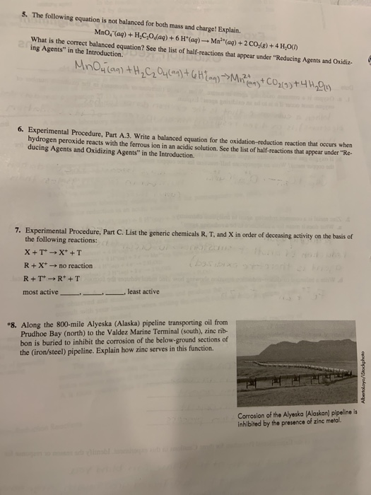 Solved 5. The following equation is not balanced for both | Chegg.com