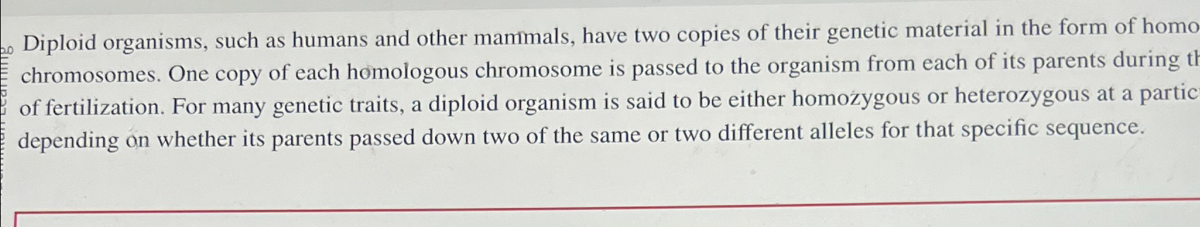 Solved Diploid organisms, such as humans and other mammals, | Chegg.com