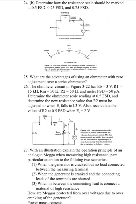Solved 24. (b) Determine how the resistance scale should be | Chegg.com
