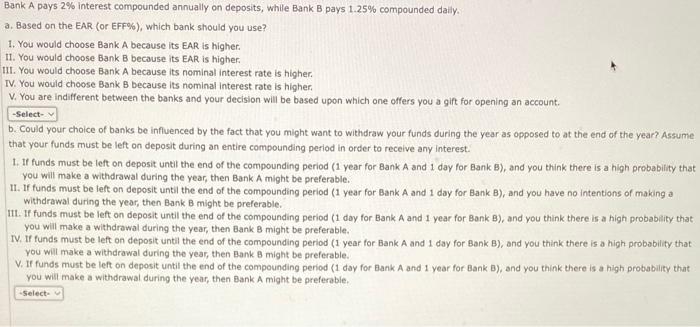 Solved Bank A pays 2% interest compounded annually on | Chegg.com