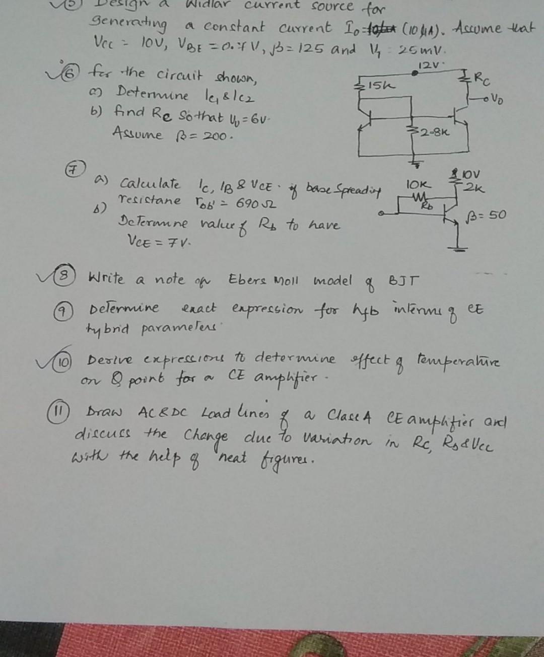 Solved Widlar current source for generating a constant | Chegg.com