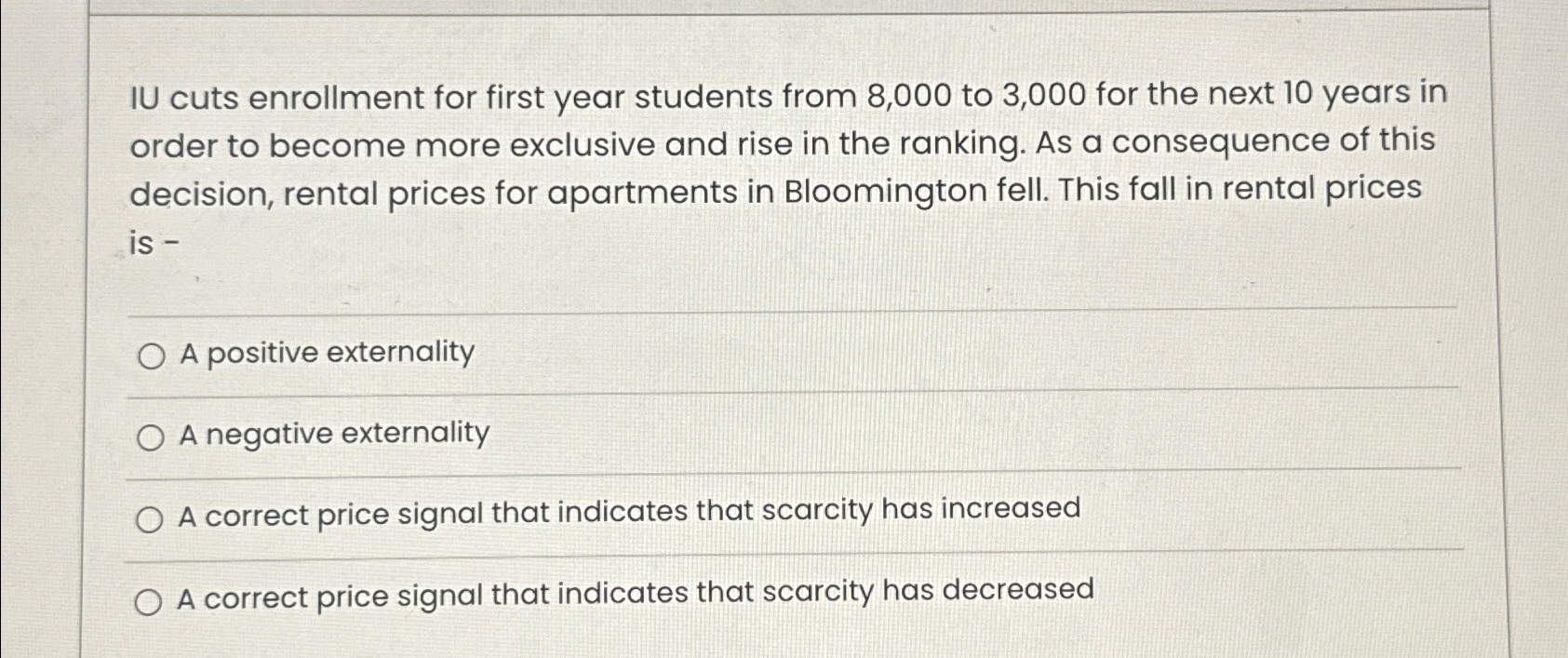 Solved IU cuts enrollment for first year students from 8,000 | Chegg.com