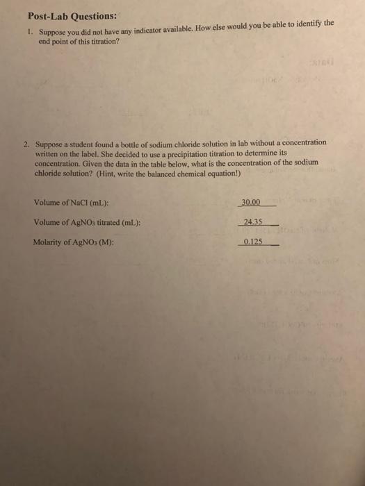 Solved Precipitation Titration of Cobalt(II) Chloride Data: | Chegg.com