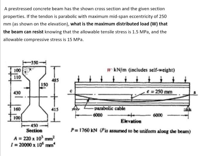 Solved A prestressed concrete beam has the shown cross | Chegg.com