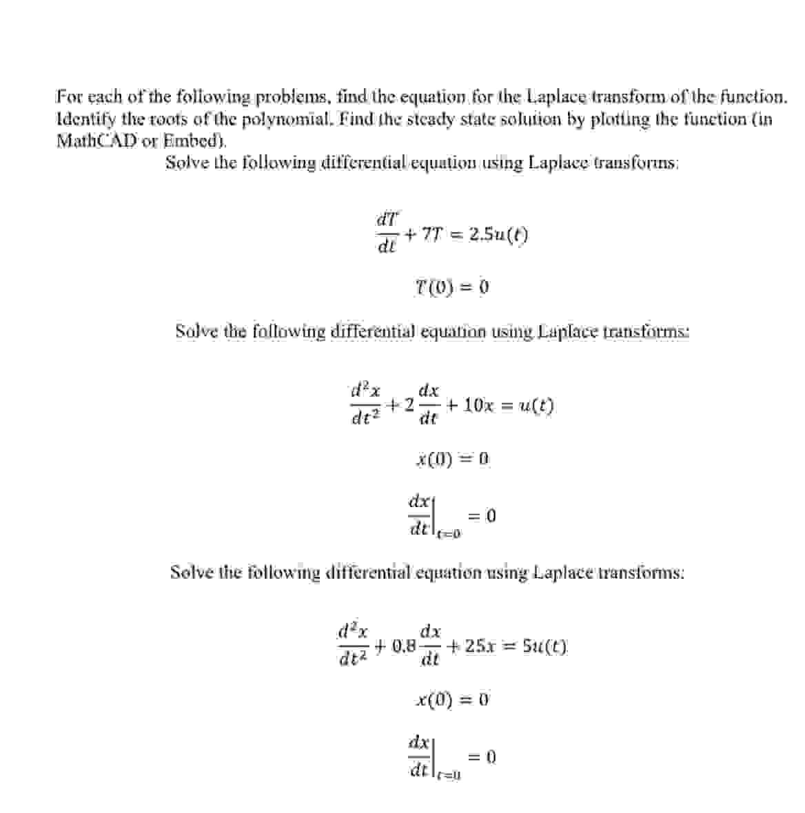 Solved For each of the following problems, find the equation | Chegg.com