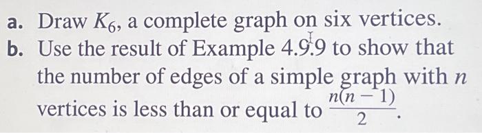 Solved a. Draw K6, a complete graph on six vertices. b. Use | Chegg.com