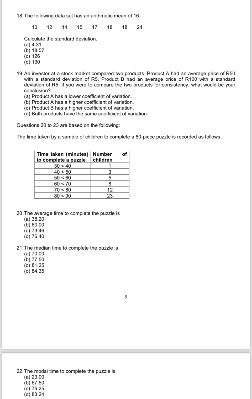 Solved The following data set has an arithmetic mean of | Chegg.com