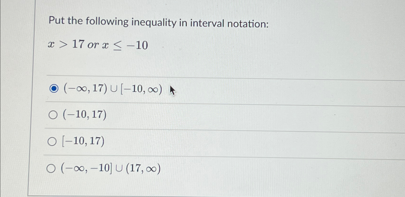Solved Put the following inequality in interval | Chegg.com