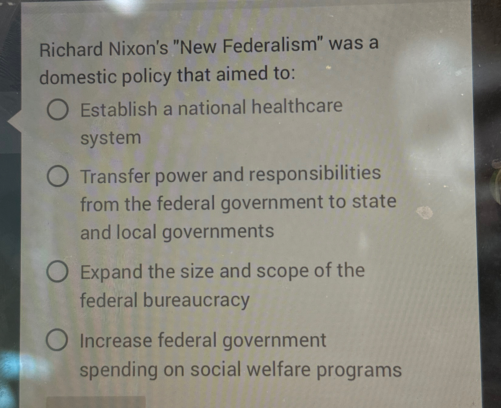 Solved Richard Nixon's "New Federalism" was a domestic | Chegg.com