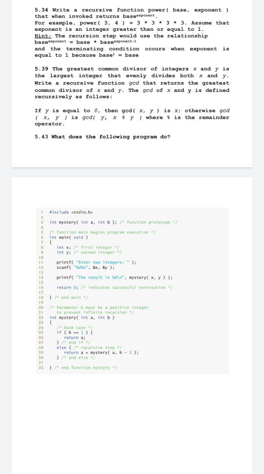Solved 5.34 Write a recursive function power( base, exponent | Chegg.com