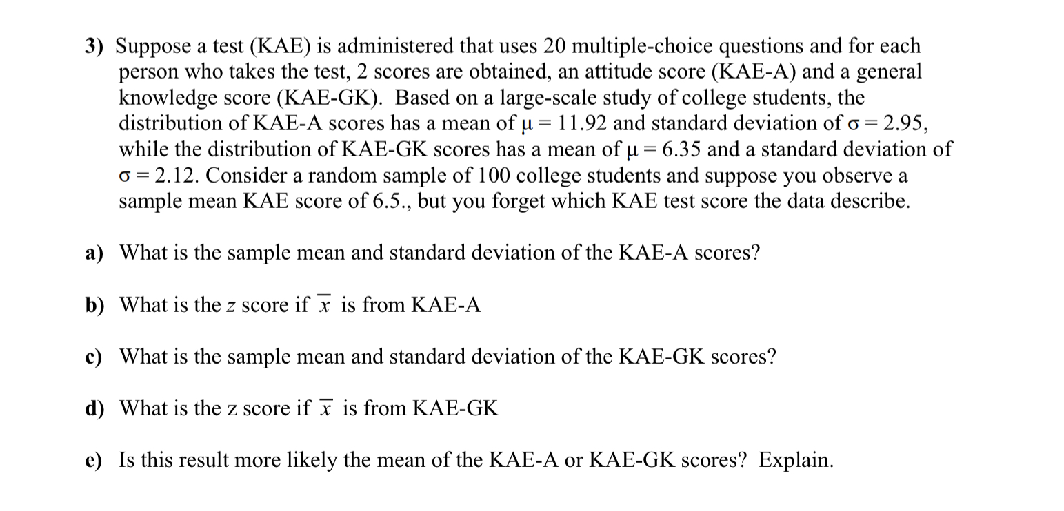 Solved Suppose a test (KAE) ﻿is administered that uses 20 | Chegg.com