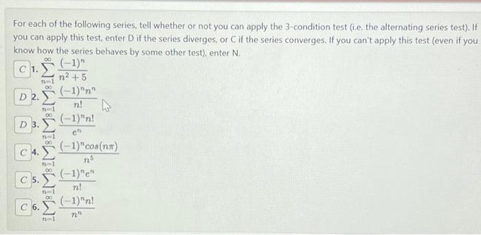 Solved For each of the following series, tell whether or not | Chegg.com