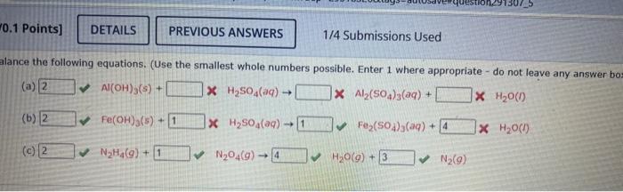 Solved lance the following equations. (Use the smallest | Chegg.com