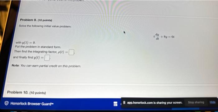 Solved with y(1)=9. Put the problem in standard form. Then | Chegg.com
