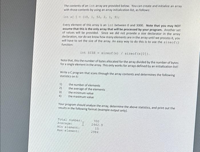 Solved The contents of an int array are provided below. You | Chegg.com