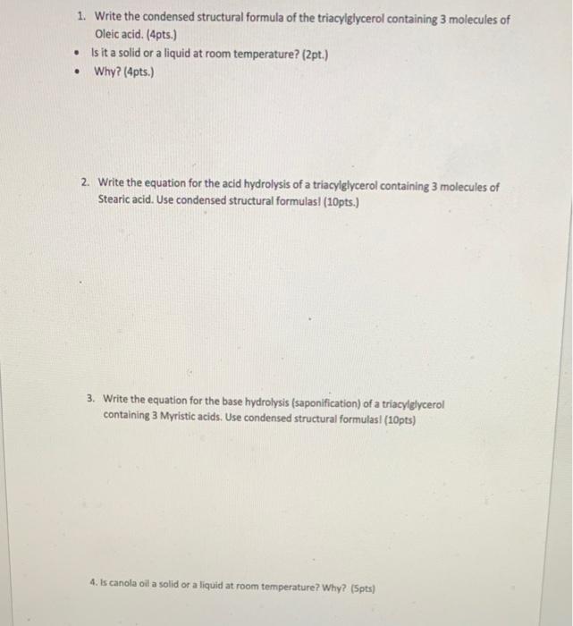 Solved 1. Write the condensed structural formula of the | Chegg.com