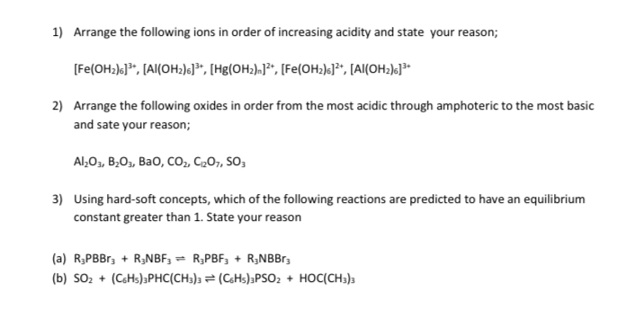 Solved Arrange the following ions in order of increasing | Chegg.com
