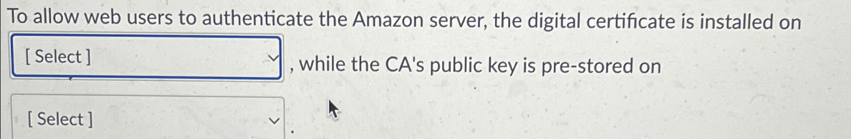 Solved To allow web users to authenticate the Amazon server, | Chegg.com