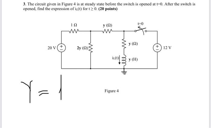 Solved 3. The circuit given in Figure 4 is at steady state | Chegg.com