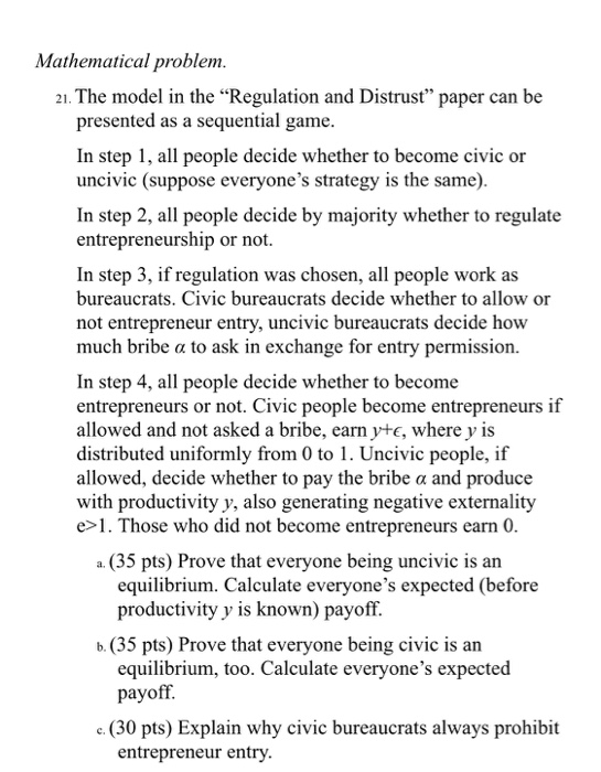 Mathematical problem. 21. The model in the | Chegg.com