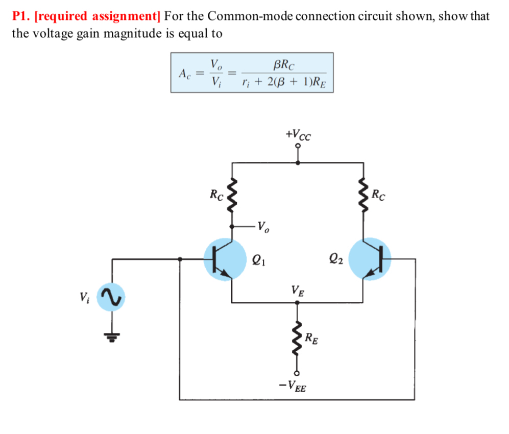 P1. [required assignment] ﻿For the Common-mode | Chegg.com