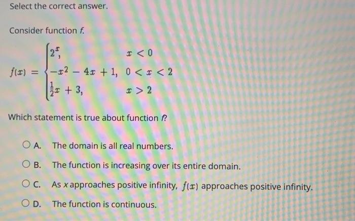Solved Select the correct answer. Consider function f. 2- I | Chegg.com