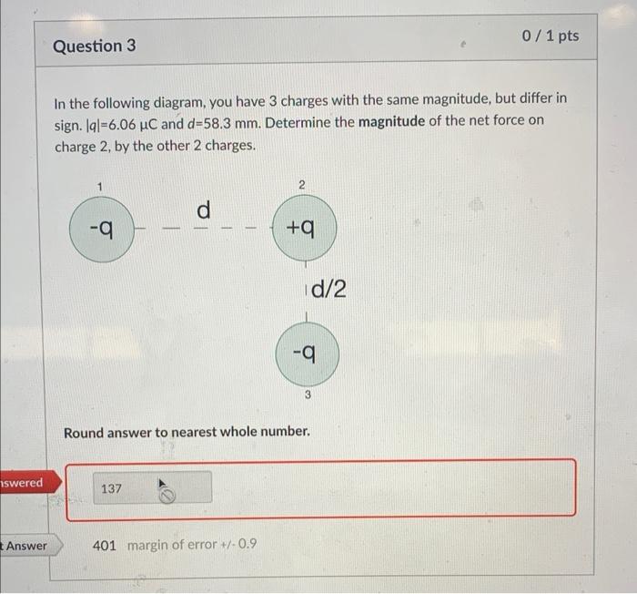 Solved In the following diagram, you have 3 charges with the | Chegg.com