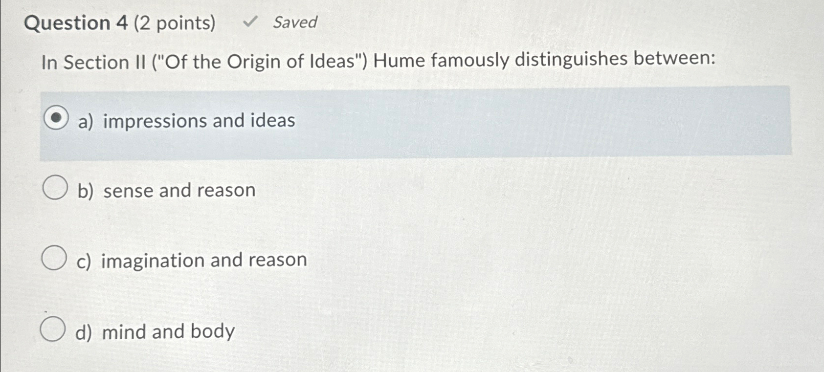 Solved Question 4 (2 ﻿points) ﻿SavedIn Section II ("Of the | Chegg.com