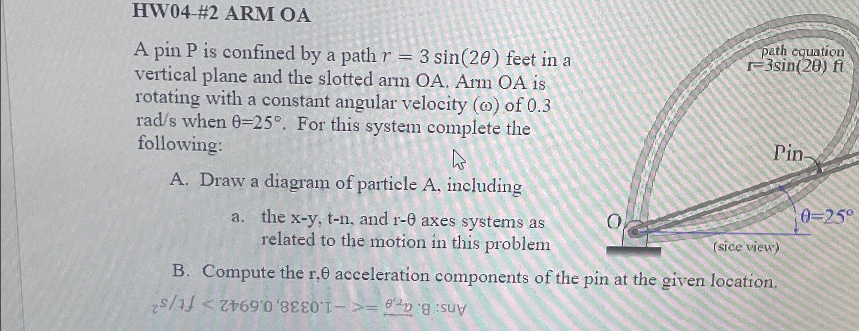 Solved HW04-#2 ARM OA\\nA pin P is confined by a path | Chegg.com