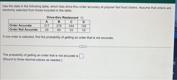Solved Use the data in the following table, which lists | Chegg.com