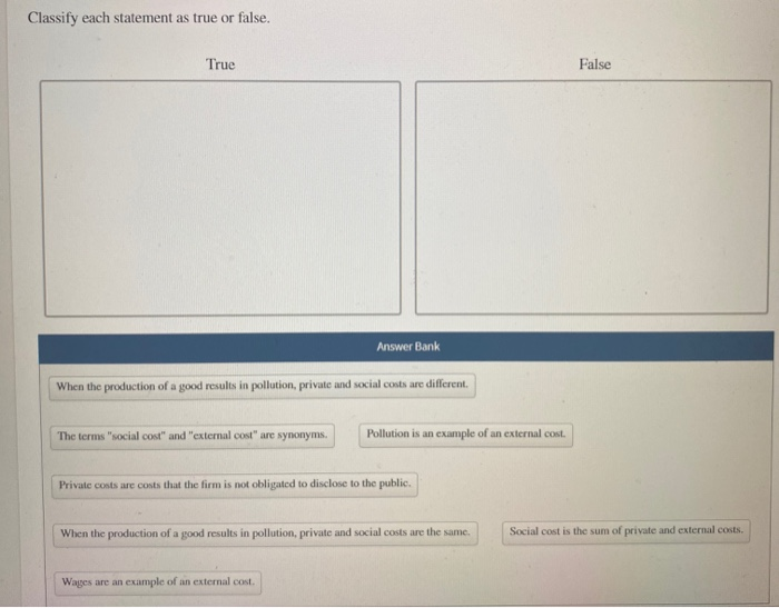 Solved Classify each statement as true or false, True False | Chegg.com