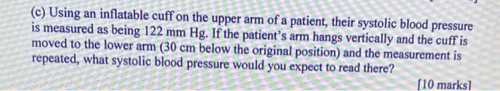 Solved (c) Using an inflatable cuff on the upper arm of a | Chegg.com